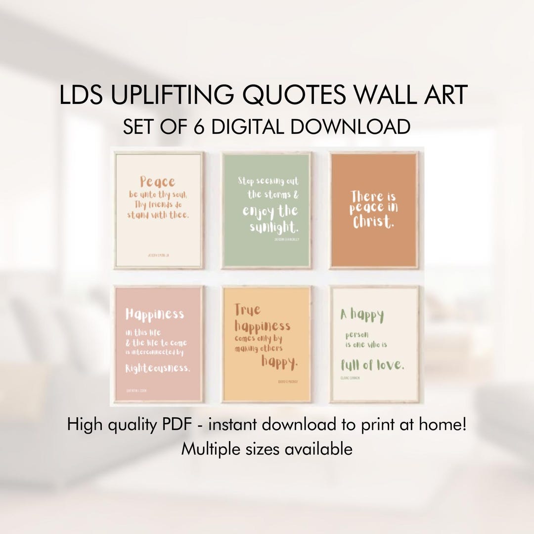 LDS Uplifting Happiness Wall Art Set of 6 Digital Download - Etsy