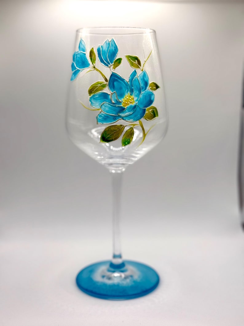 Hand-painted Floral Wine Glasses | Set of 4 | Flowers | Elegant ...