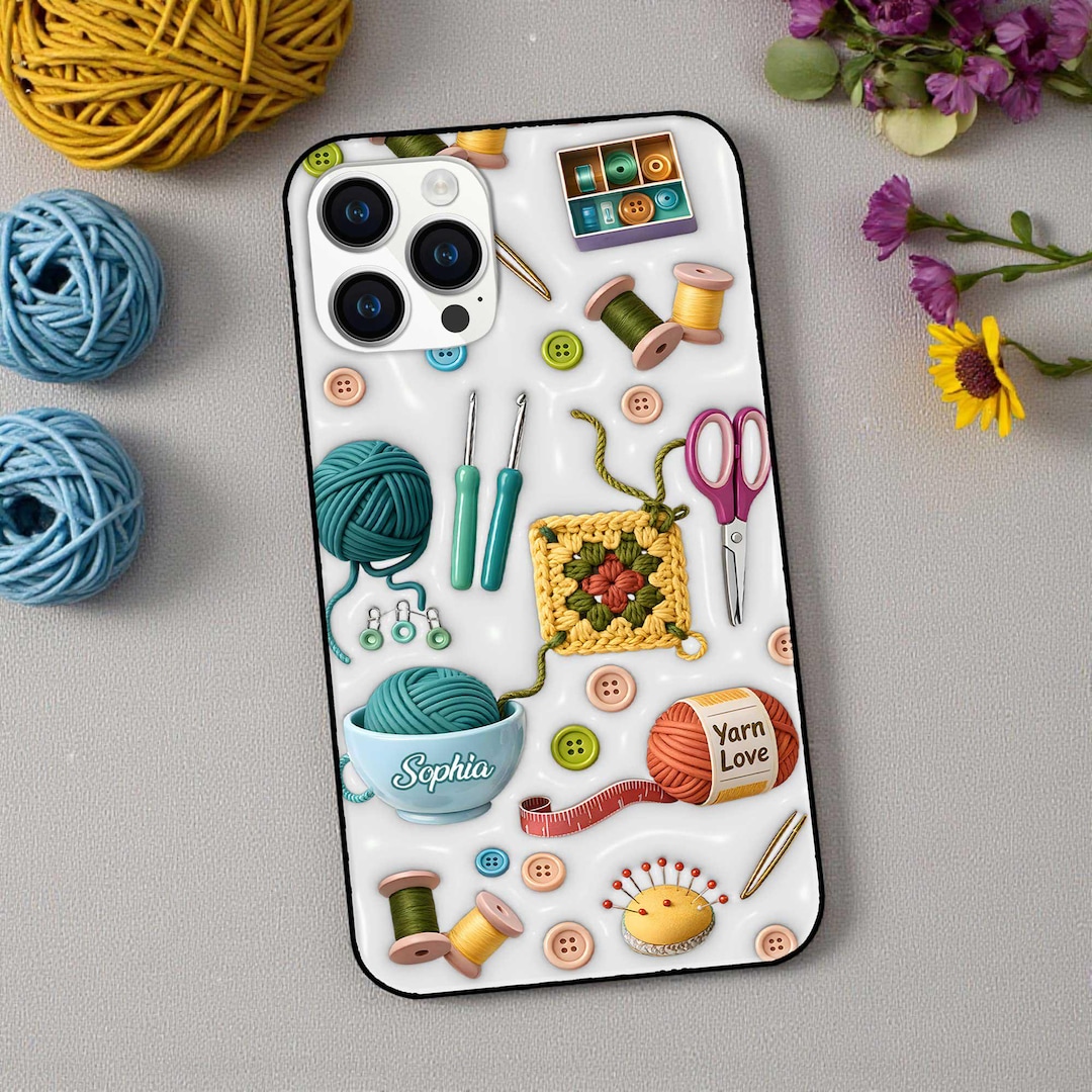 Custom Printed Crochet & Knitting iPhone Case, 2D Flat Cute Sewing ...