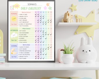 Kids Daily Checklist, to Do List, Editable Planner, Printable PDF, Boys ...