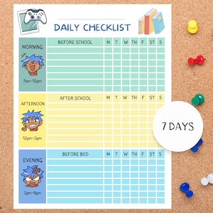 Boys Daily Checklist, Todo List, Editable Planner, Printable PDF, Kids ...