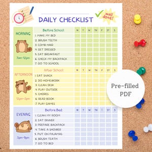 Kids Daily Checklist, to Do List, Editable Planner, Printable PDF, Boys ...