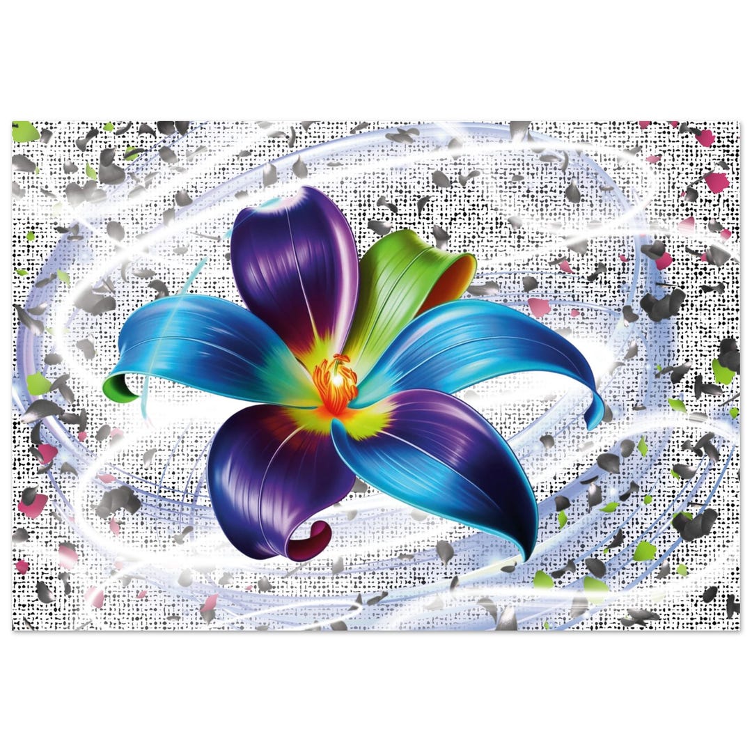 Windy Vivid Colourful Flower Poster, Blowing Leaves Swirls Wall Art ...