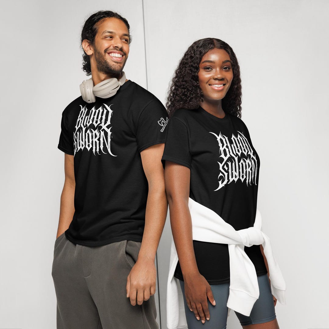 Blood Sworn Men’s T-shirt – Dark Fantasy Blackletter Tee, Viking ...