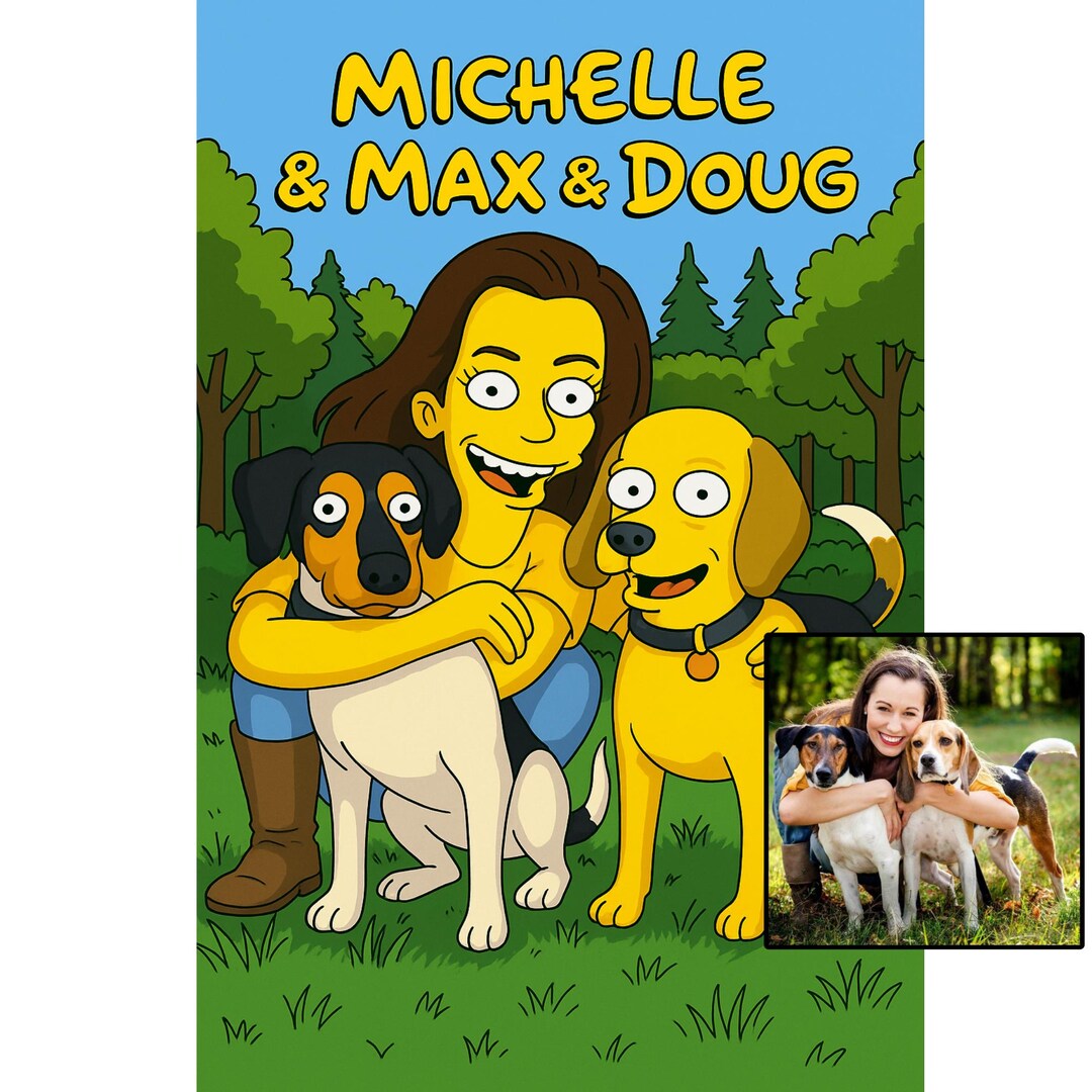 Simpsons Style Cartoon Family Portrait, Photo to Cartoon Illustration ...