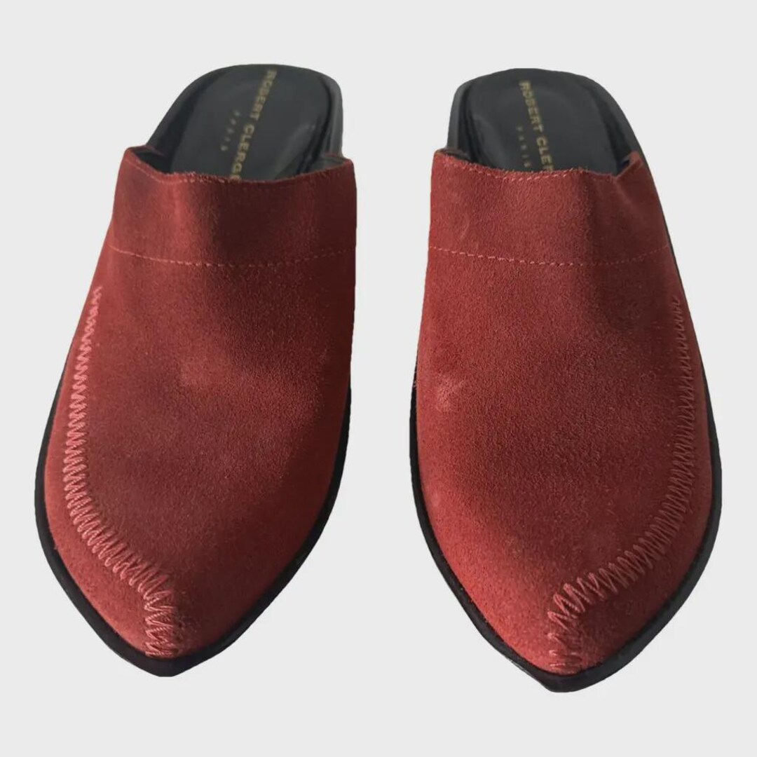 Robert Clergerie Red Suede Mules – Brand New US 3.5 Designer Slip-on ...