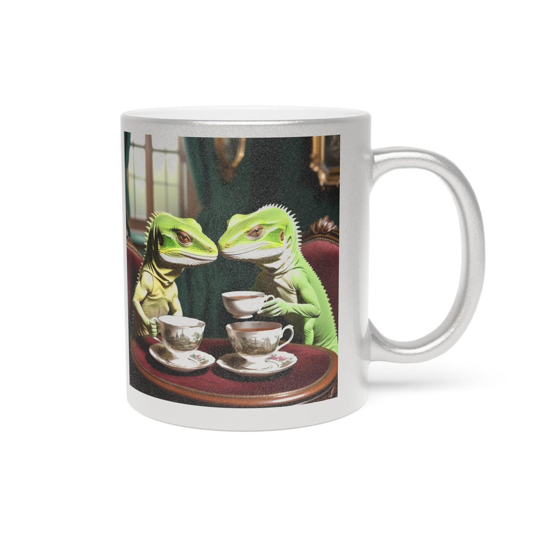 Funny Reptile Lizard Metallic Mug silvergold - Etsy