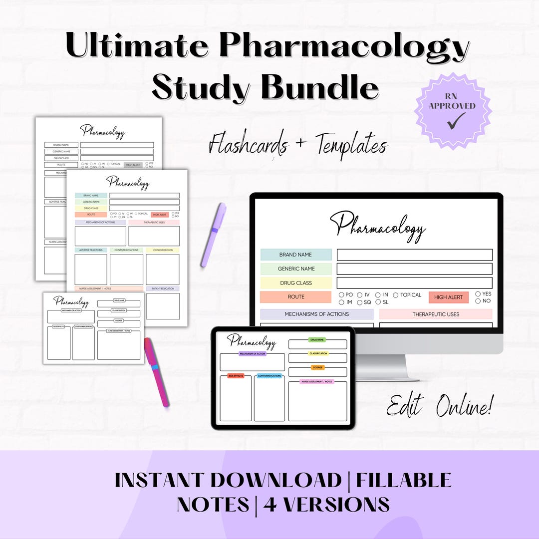 Ultimate Pastel Fillable Pharmacology Template Bundle - Nursing School ...