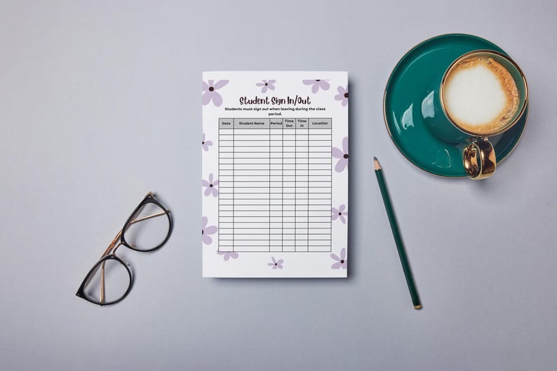 Student Sign in Sign Out Sheet Printable Attendance Tracker for School ...