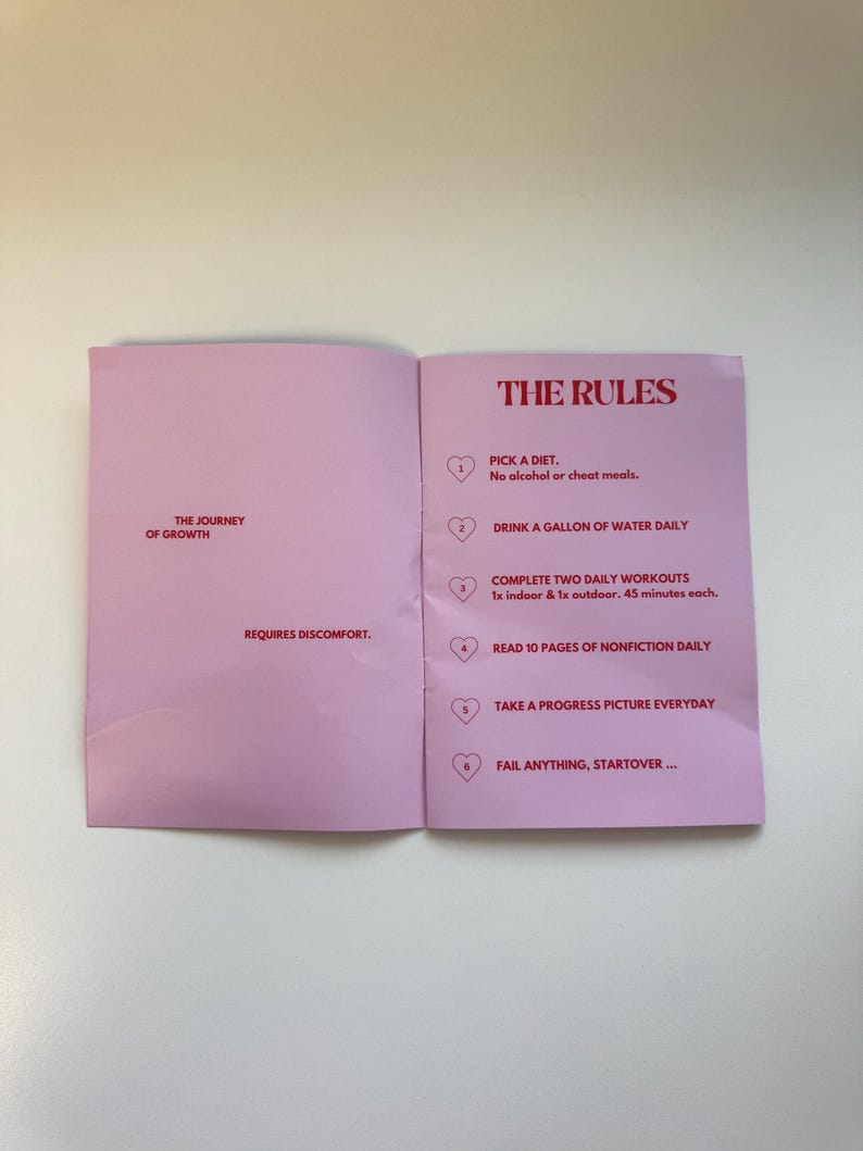 75 Hard Booklet - Pink - Blank Pages for Personalised Vision Board - Etsy