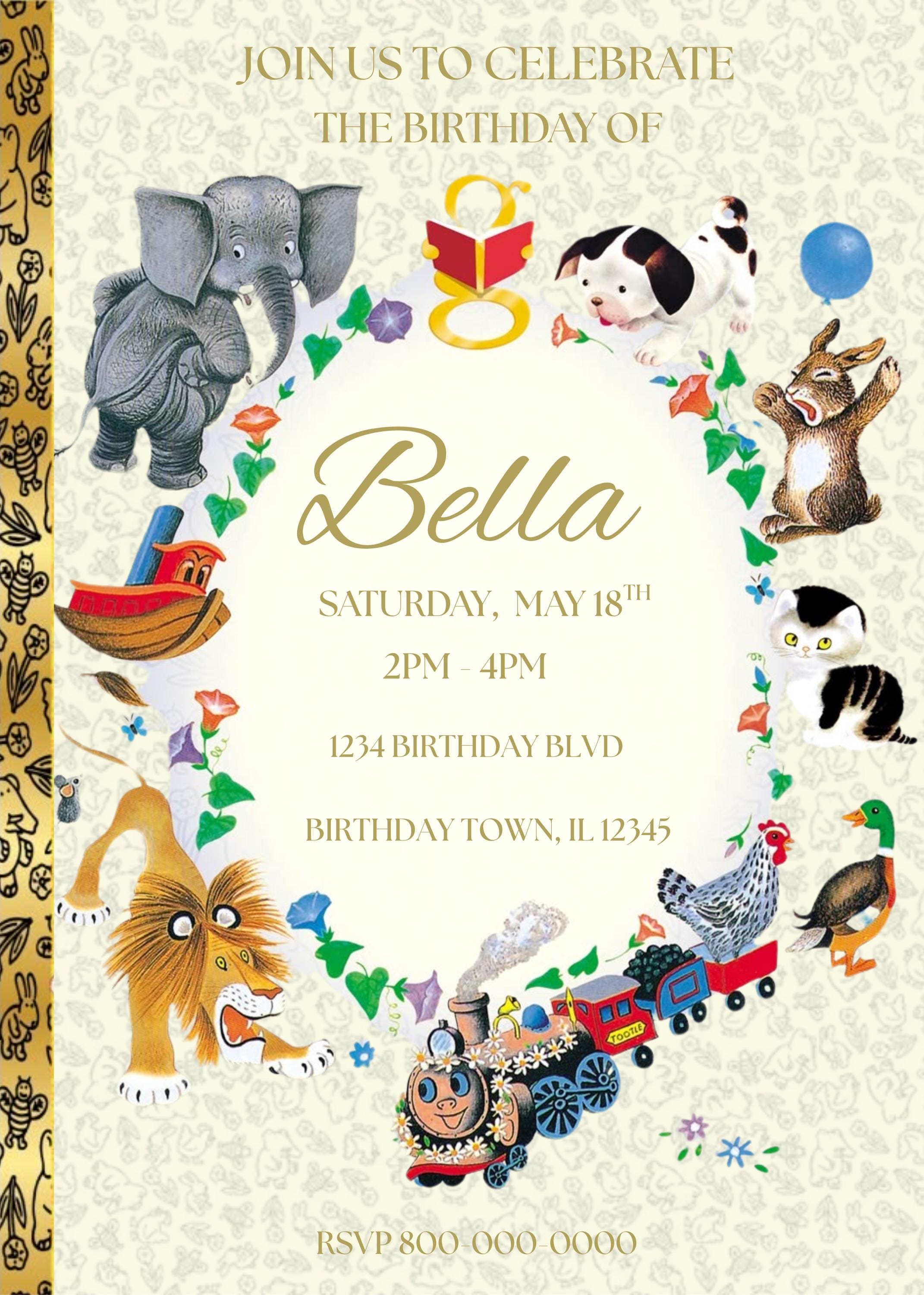 Little Golden Book Birthday Invitation, Little Golden Book Birthday ...