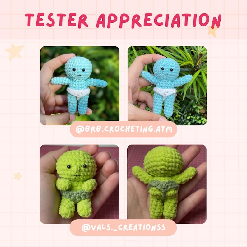 Movable Smiski PDF Crochet Pattern | Low Sew | Advanced-beginner ...