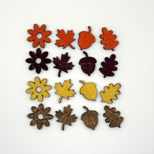 150 Tiny Fall Wood Pieces | Confetti, Flower, Leaves, Acorn ...