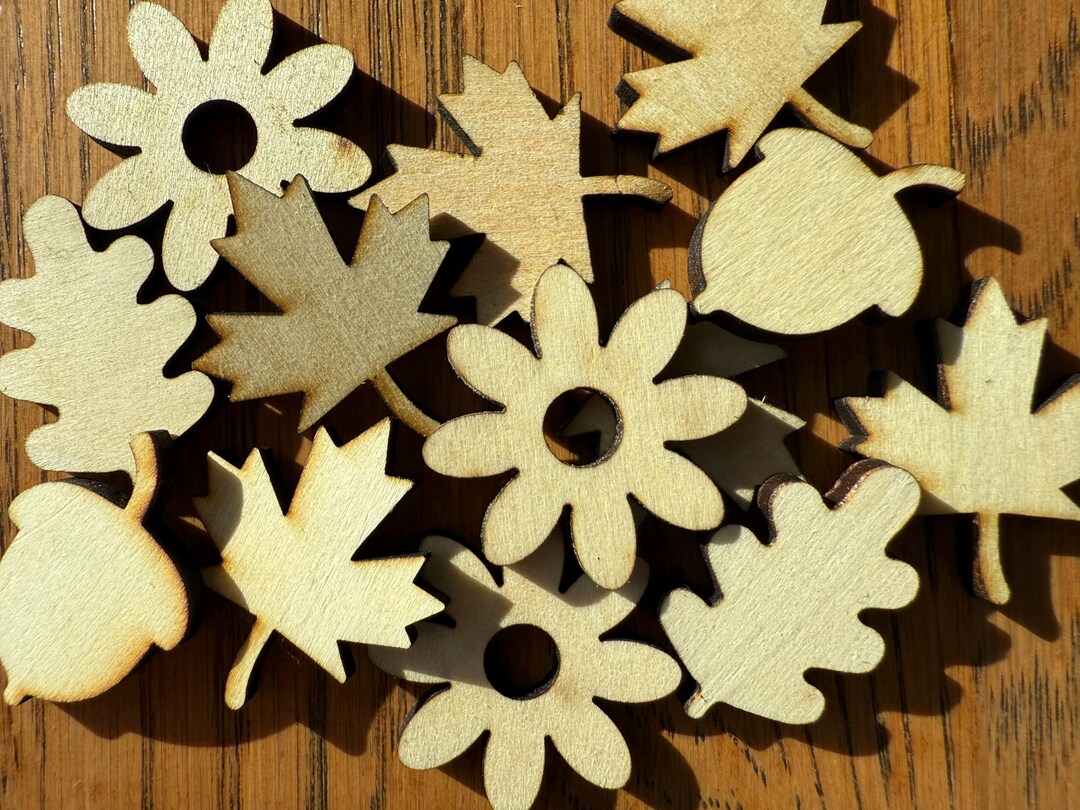 150 Tiny Wood Pieces to Celebrate Fall | Oak Leaf, Maple Leaf, Acorn ...