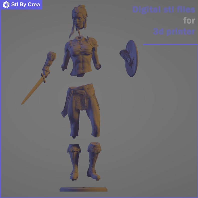Famale Gladiator STL 3D Model for 3D Printing - Etsy