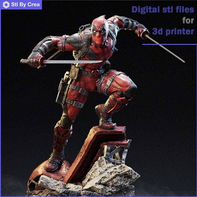 Deadpool STL 3D Model for 3D Printing - Etsy