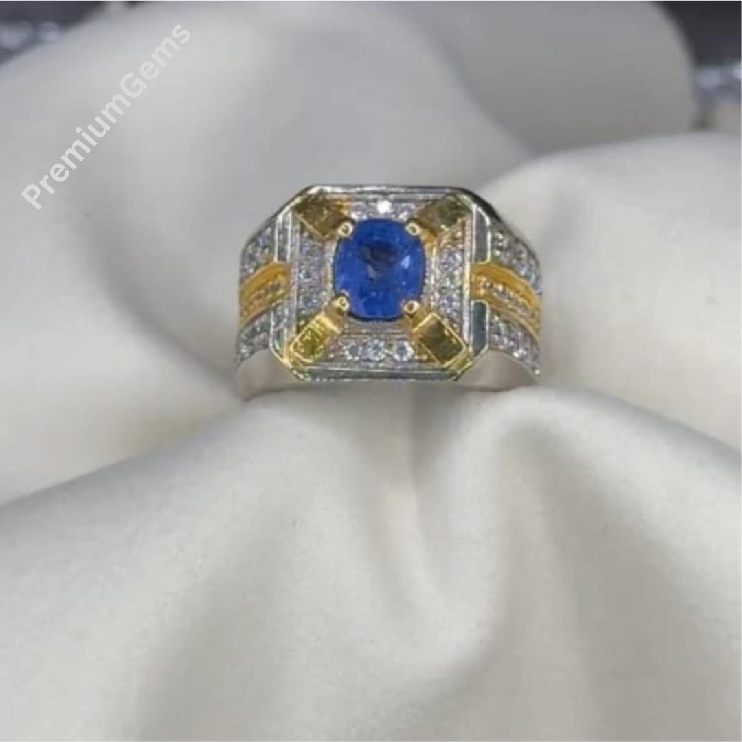 Natural Ceylon Sapphire, Sri Lankan Sapphire Silver Ring, Neelam ...