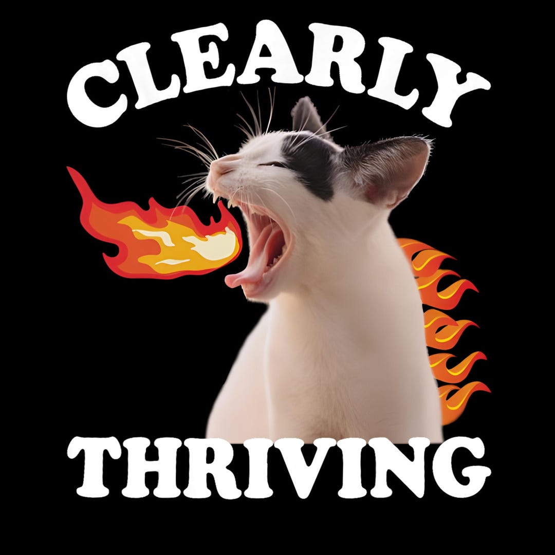 Clearly Thriving PNG, Funny Cat Meme Clipart, Sarcastic Humor, Digital ...