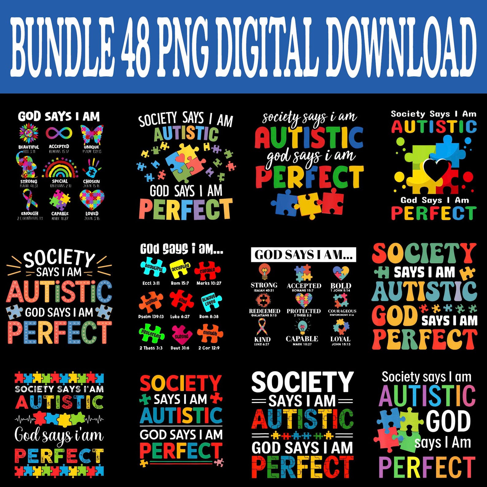 God Says I Am Autism Png, Autism Awareness Png, God Says I Am Png ...