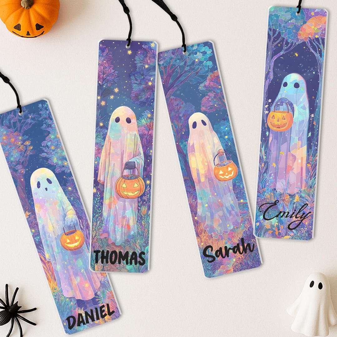 Personalized Ghost Name Bookmark, Cute Halloween Bookmark, Custom Witch ...