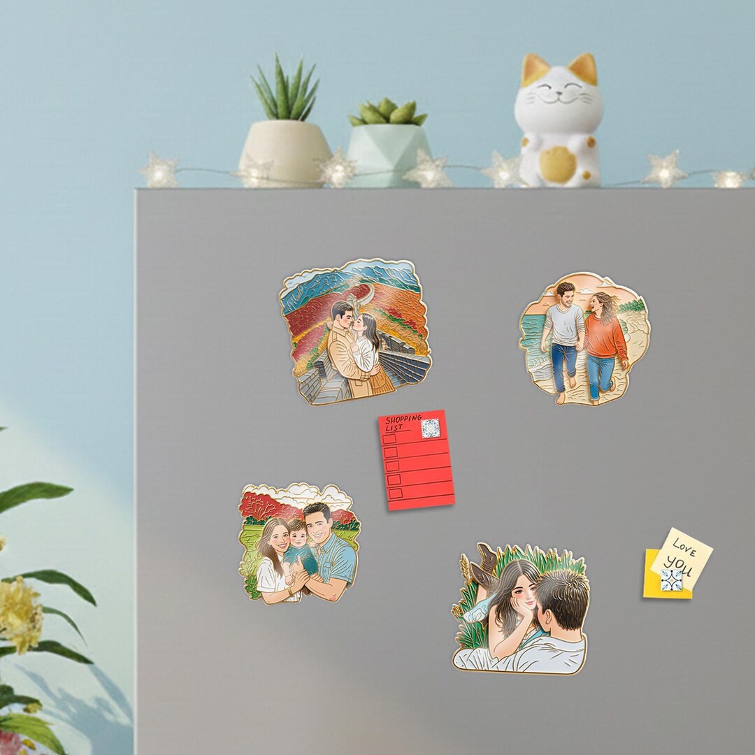 Custom Photo Shape Fridge Magnet, Personalized Magnet for Couple or ...