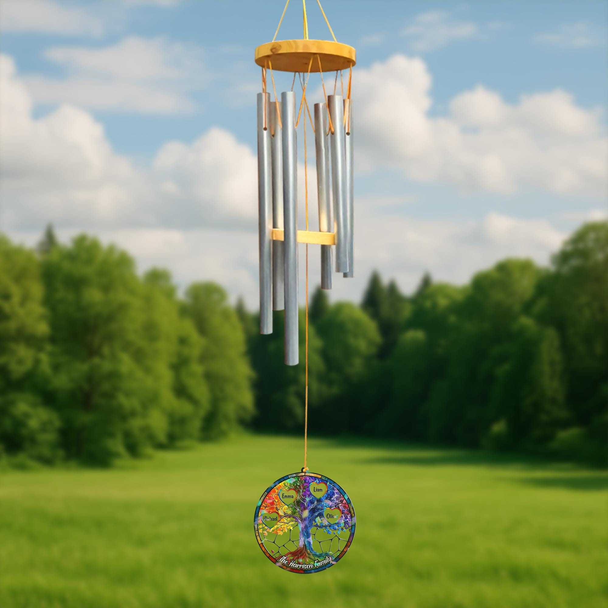 Personalized Family Tree Acrylic Wind Chime, Custom Tree Wind Chime ...