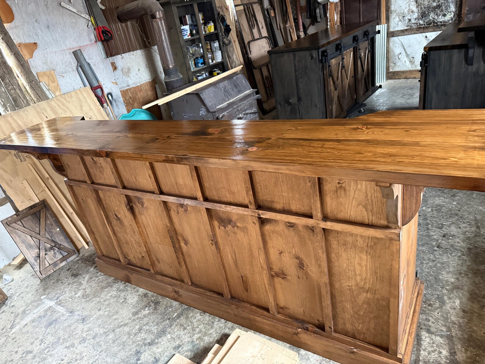 8ft Rustic Farmhouse Bar: 2-tier Kitchen Island With Barn Doors - Etsy