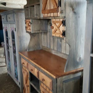 Rustic Farmhouse Step Back Cabinet: Pine Hutch Buffet - Etsy