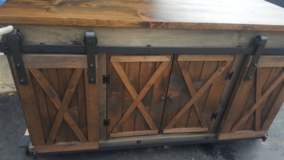 Back Bar Cabinet Furniture W/ Sliding Barn Doors / Man Cave | Etsy