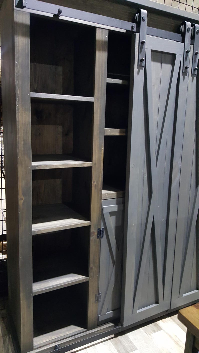 Grey Kitchen Pantry Cabinet: Rustic Farmhouse Storage With Sliding Barn ...