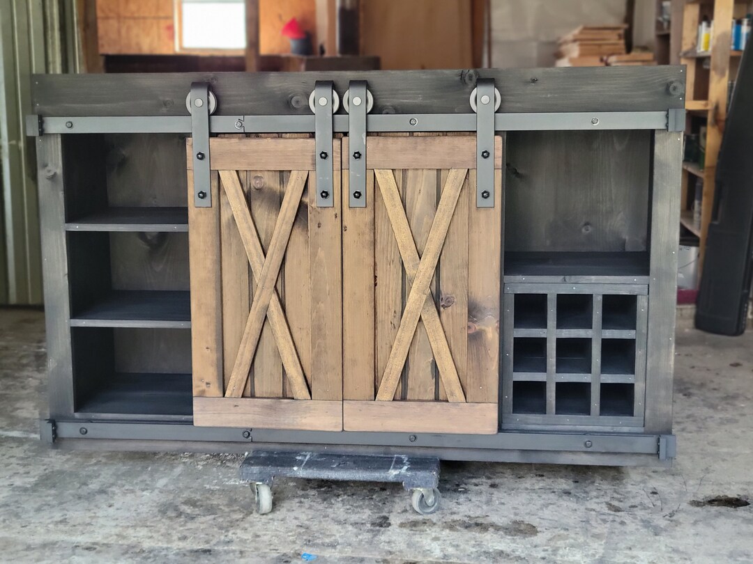 Wine Cabinet / Rustic Bar / Back Bar Cabinet Furniture / With Sliding ...