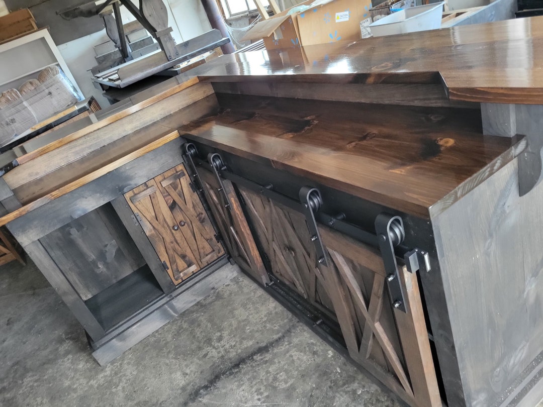 L Shape Bar 8x5 Cave Bar & Back Bar 6 Free Bar Stools /rustic Bar ...