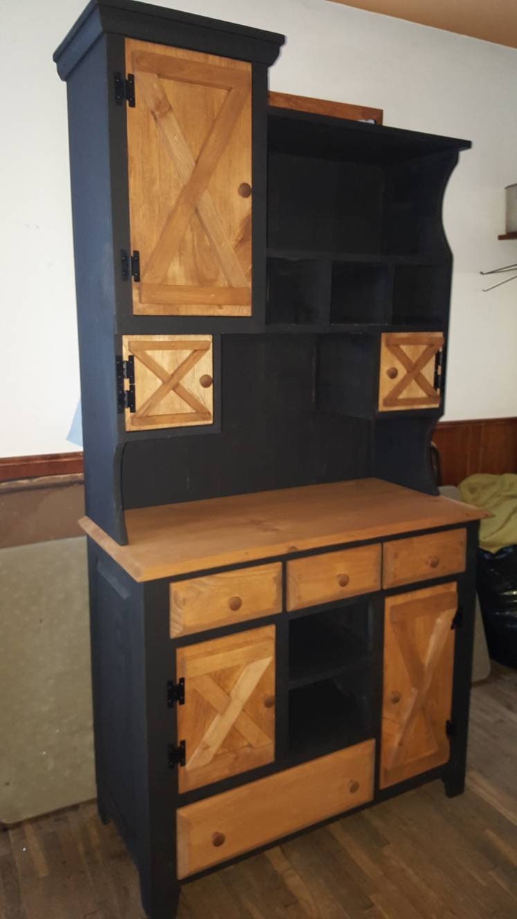 Rustic Farmhouse Hutch: Primitive Stepback Cabinet, Pine Wood - Etsy