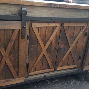 Back Bar Cabinet Furniture W/ Sliding Barn Doors / Man Cave Bar ...