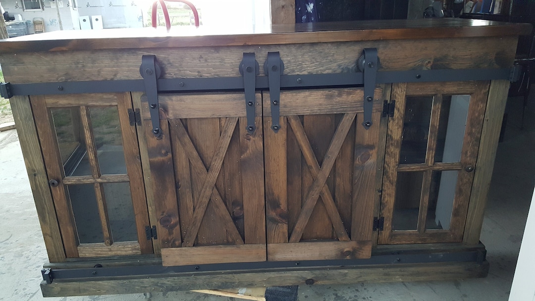 NEW STYLE Rustic Man Cave Bar W/sliding Barn Doors.hinged Windows ...