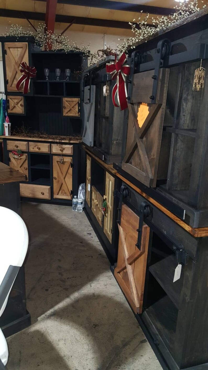 Rustic Farmhouse Hutch: Primitive Stepback Cabinet, Pine Wood - Etsy