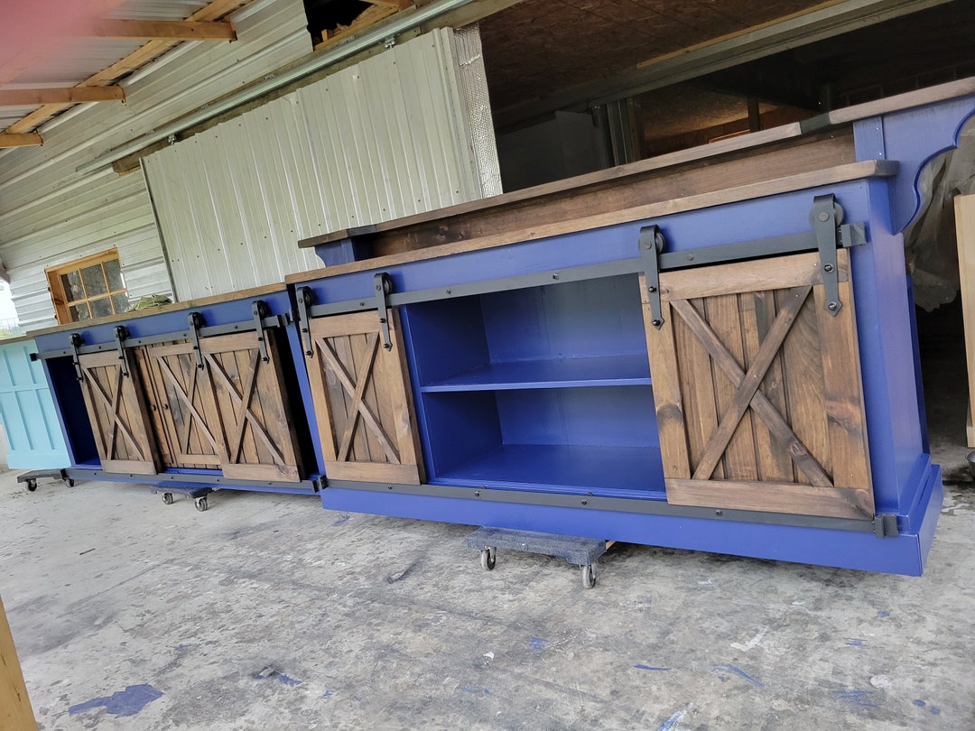 Rustic Farmhouse Bar With Barn Doors: Man Cave Furniture - Etsy