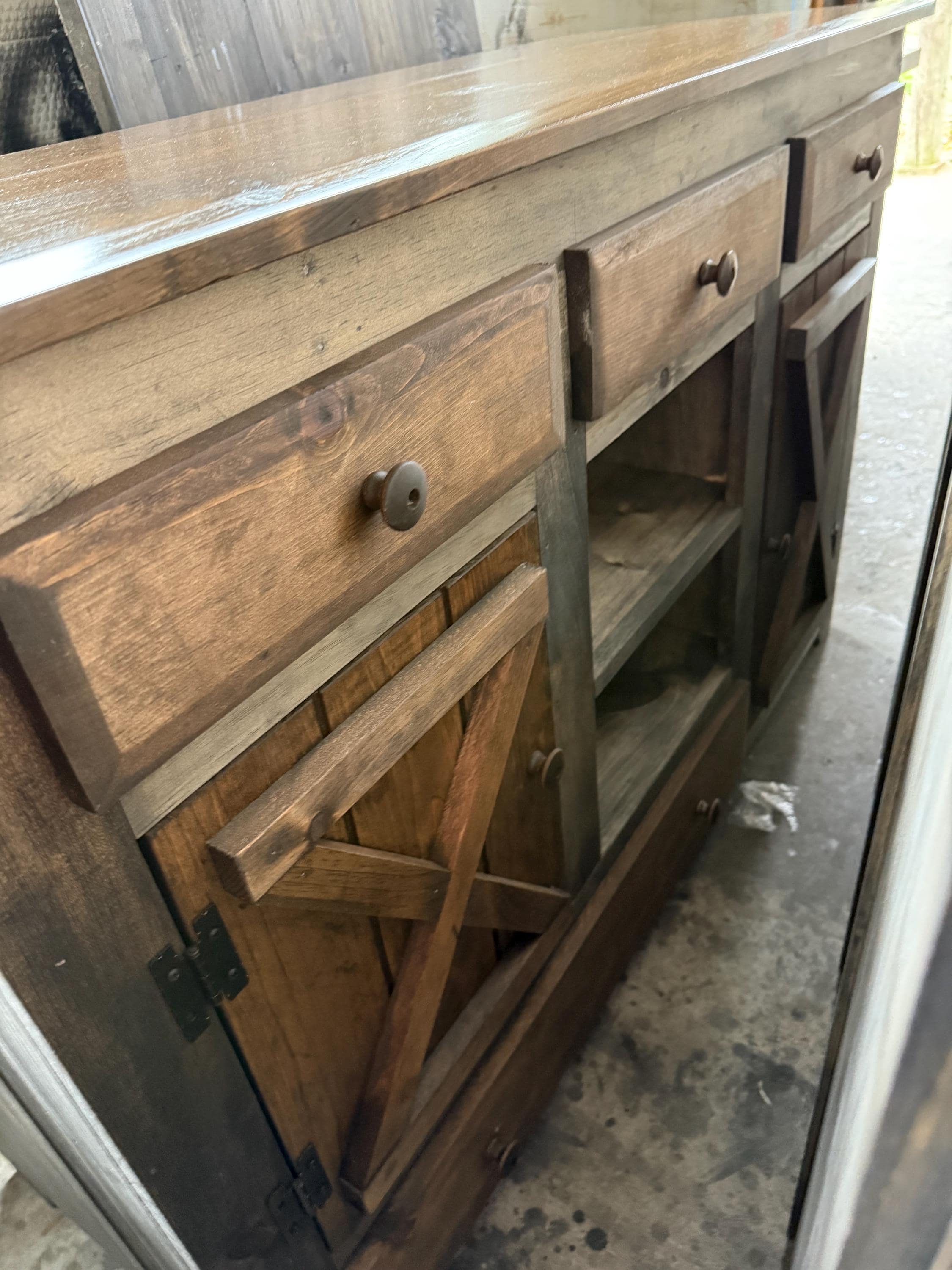 Rustic Pine Hutch: Farmhouse China Cabinet, Step Back Buffet - Etsy