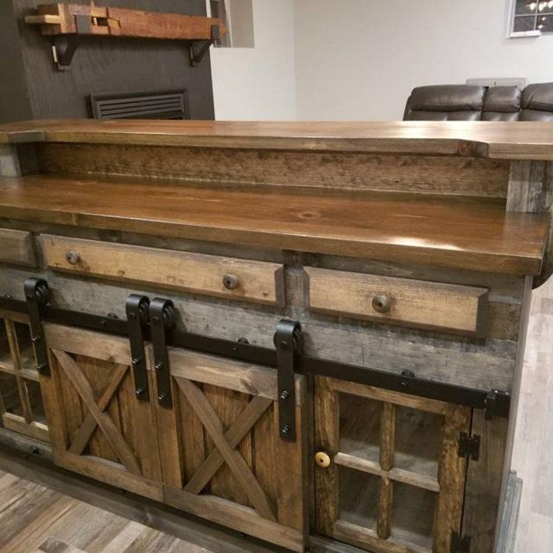 Indoor Bar / Rustic Bars /man Cave Bar / Kitchen Island Bar Cabinet W ...