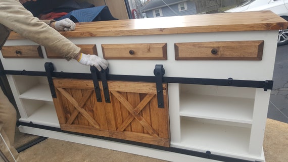 Kitchen Island Bar / Back Bar Cabinet Furniture W/sliding Barn | Etsy