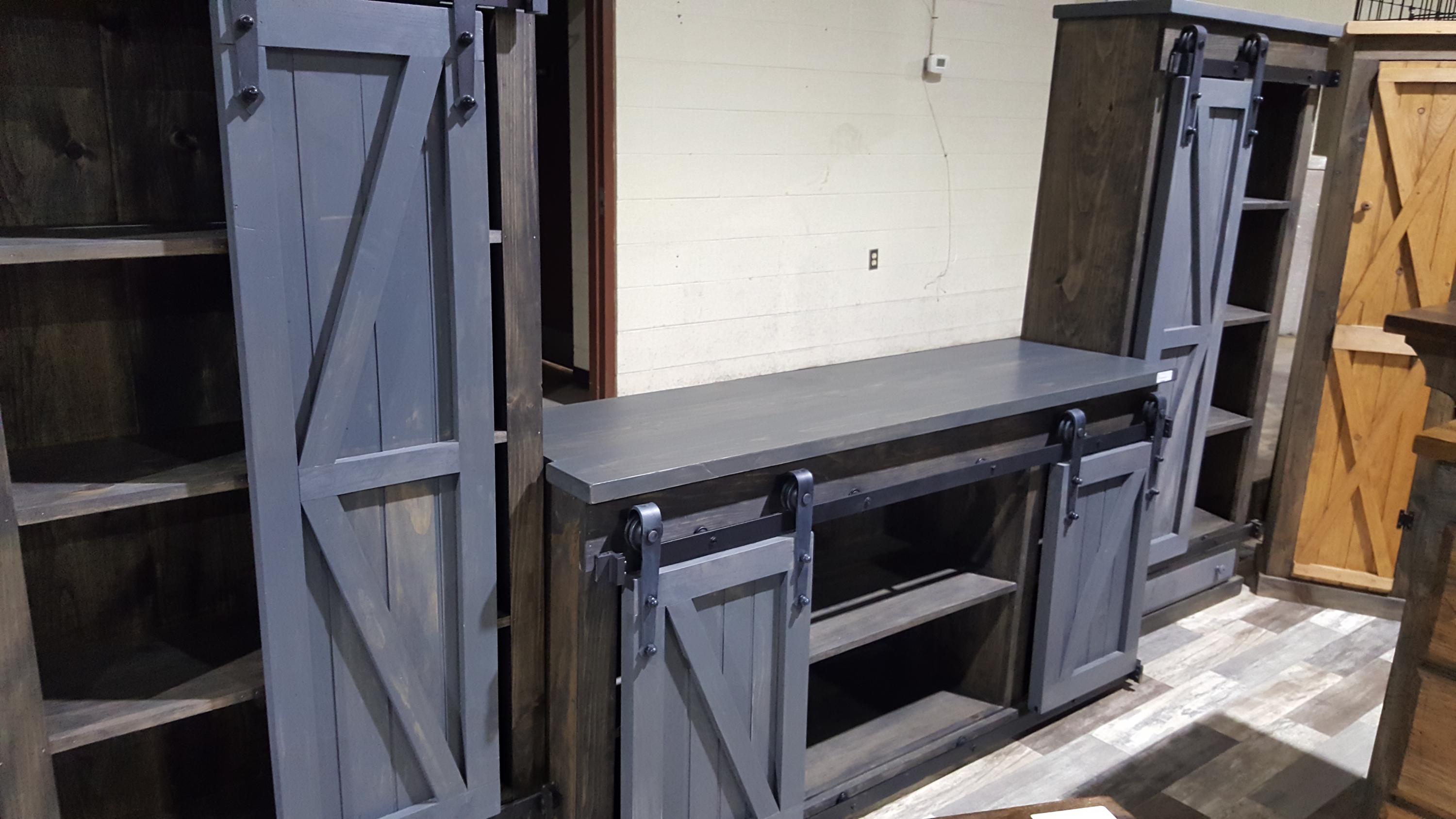 Grey Kitchen Pantry Cabinet: Rustic Farmhouse Storage With Sliding Barn ...