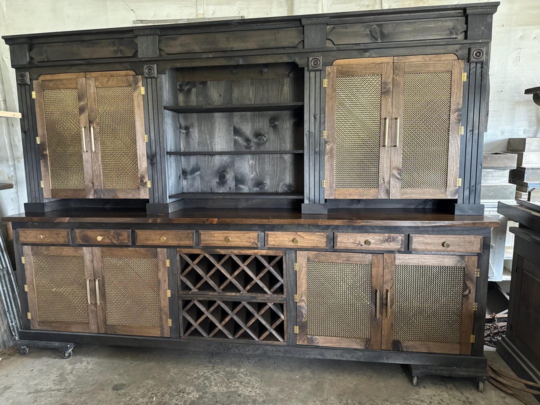 Rustic Pine Back Bar: Man Cave Wine Cabinet & Store Display - Etsy