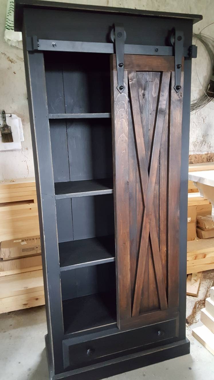Barn door tall cabinet store