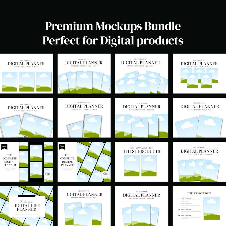 Digital Product Mockups: 150+ Mega Bundle With MRR | Canva & Photoshop ...
