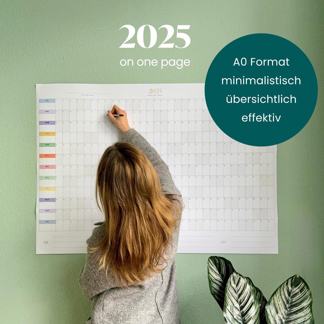 Minimalist Calendar 2025 | A0 Wall Calendar | Habit Tracker, Coaching ...