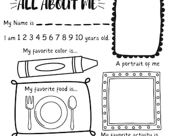 All About Me First Day of School Activity Worksheet- Back to School Get ...
