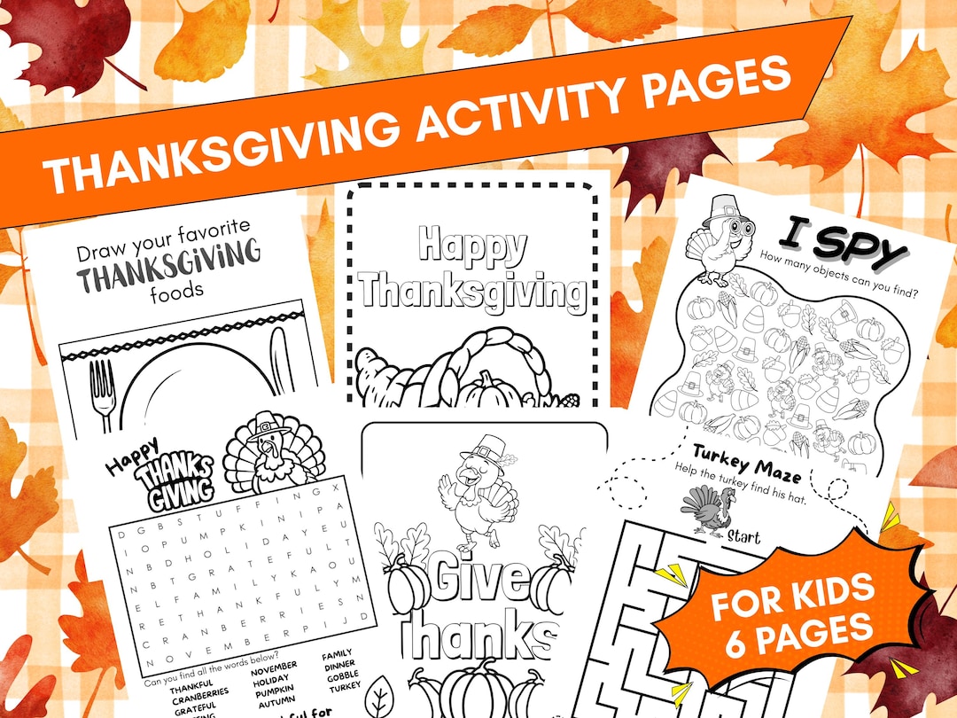 Thanksgiving Activity Pages for Kids - Etsy
