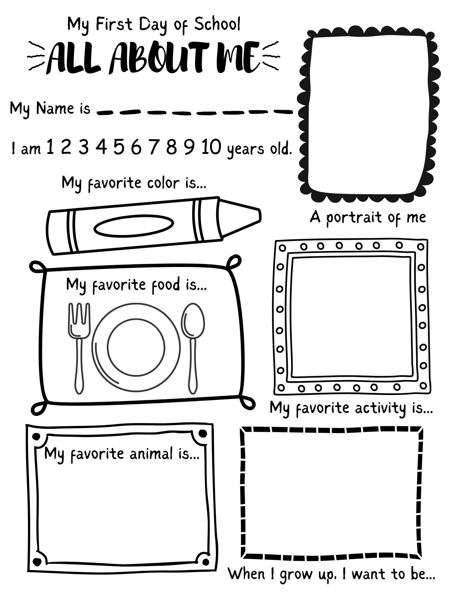 First Day of School | All About Me Worksheet | Back to School Printable ...