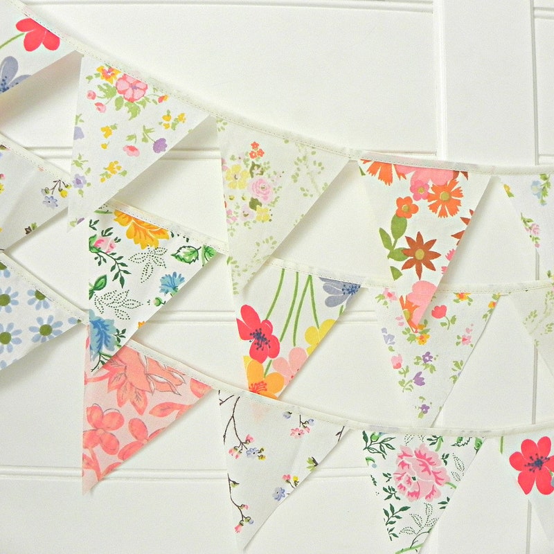 Mini Fabric Floral Bunting - Etsy
