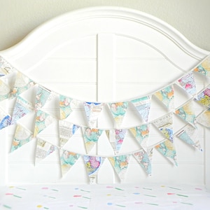 Vintage World Map Bunting Garland for Travel-themed Nursery or ...
